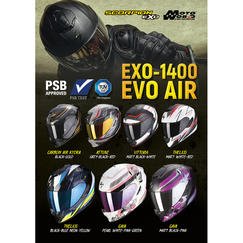 Scorpion EXO-1400 Evo Air Gaia Full Face Motorcycle Helmet - PSB Approved